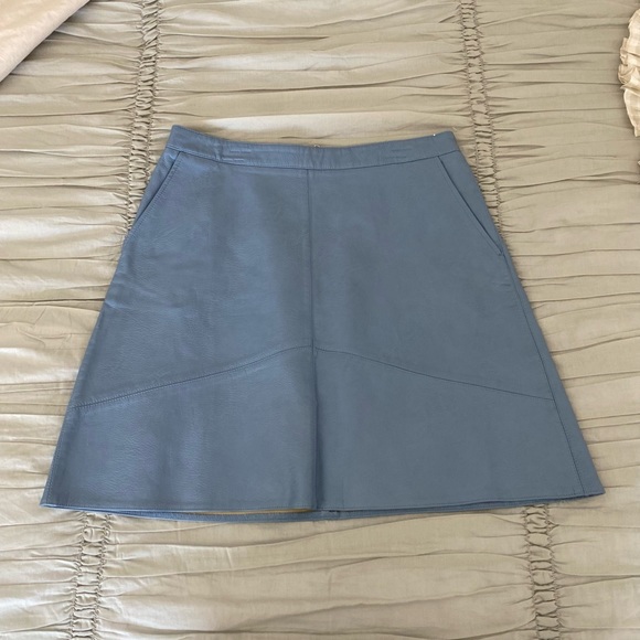 Skirts | Vintage Powder Blue Leather Skirt | Poshmark
